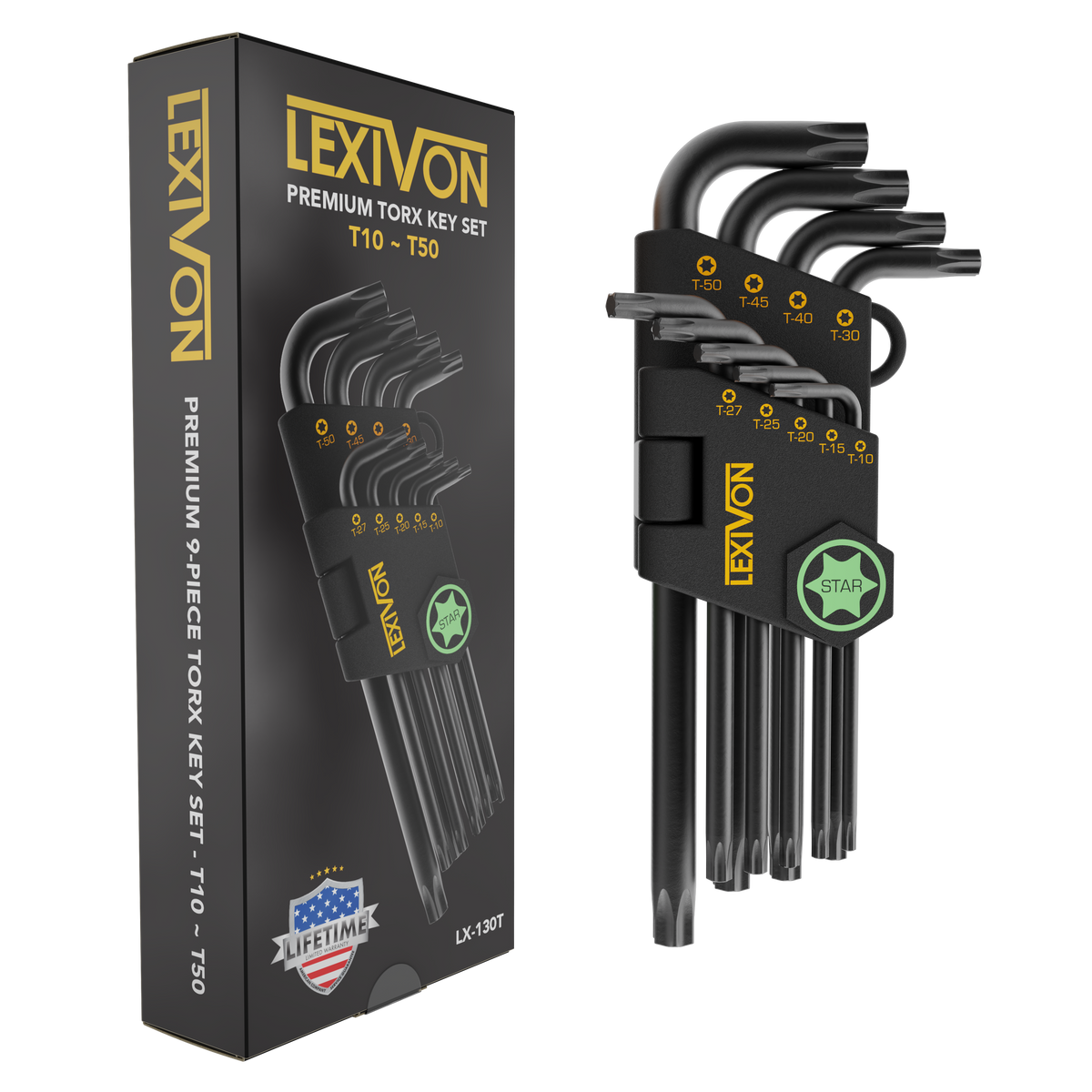 LEXIVON Torx Wrench Set, 9-Piece Premium Star Keys, L-Shaped Long Arm ...