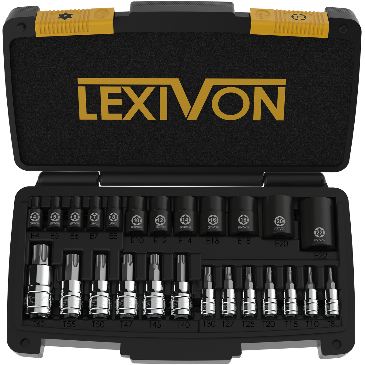 LEXIVON Master Torx Bit and Socket Set, Premium S2 Alloy & Cr-V Steel ...