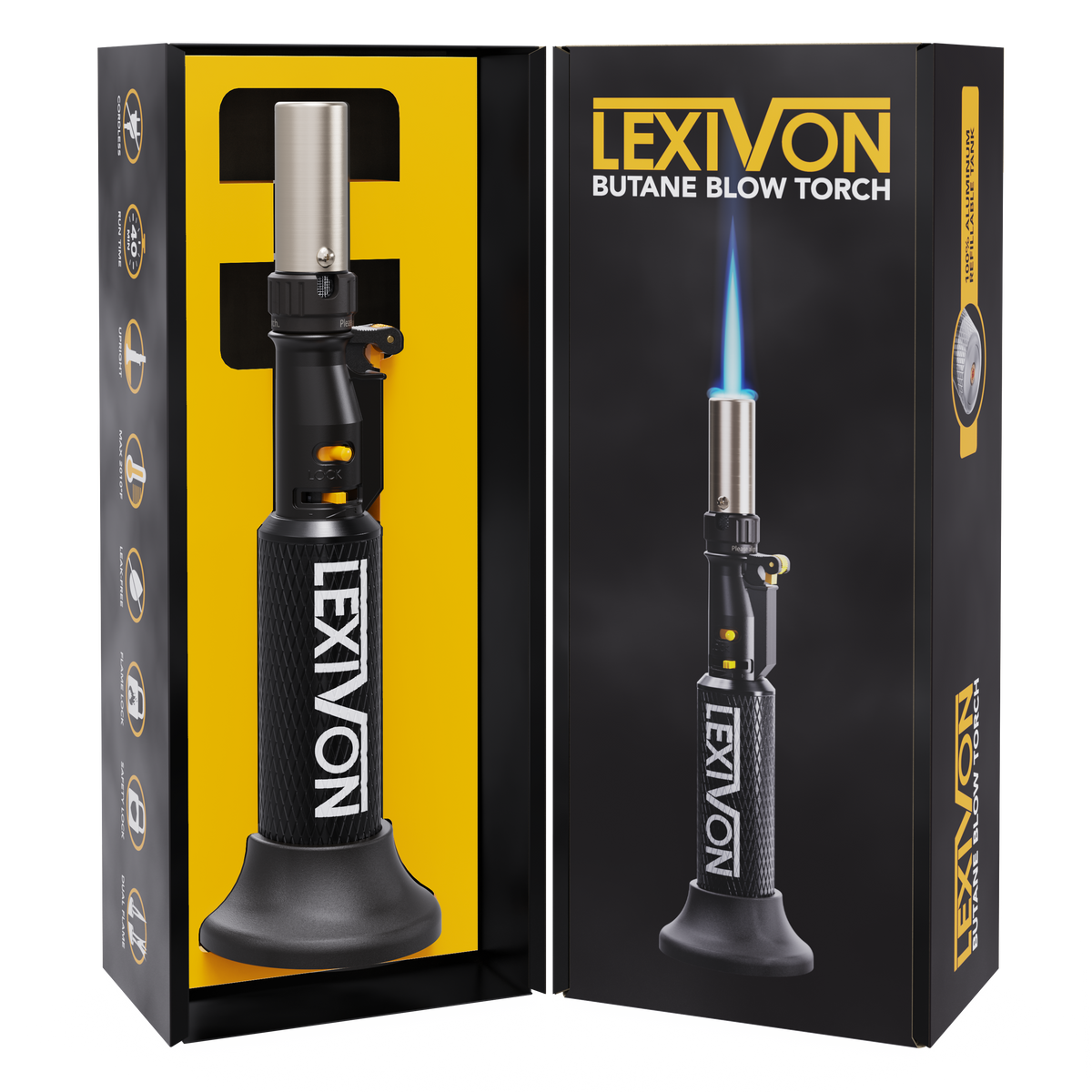 LEXIVON Butane Blow Torch, Refillable Upright Lighter with Adjustable ...